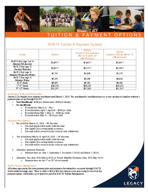 Tuition & Payment | Legacy Christian Academy