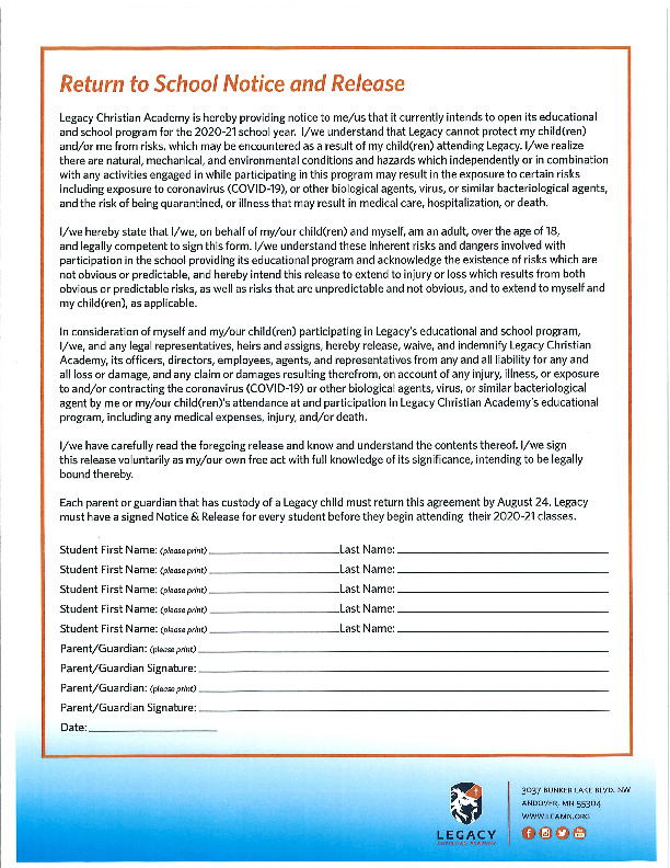 Back to School | Legacy Christian Academy