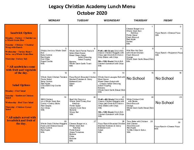Lunch Program | Legacy Christian Academy