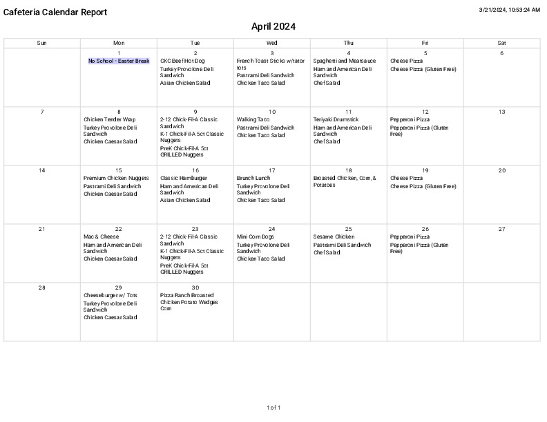 Lunch Program - Legacy Christian Academy